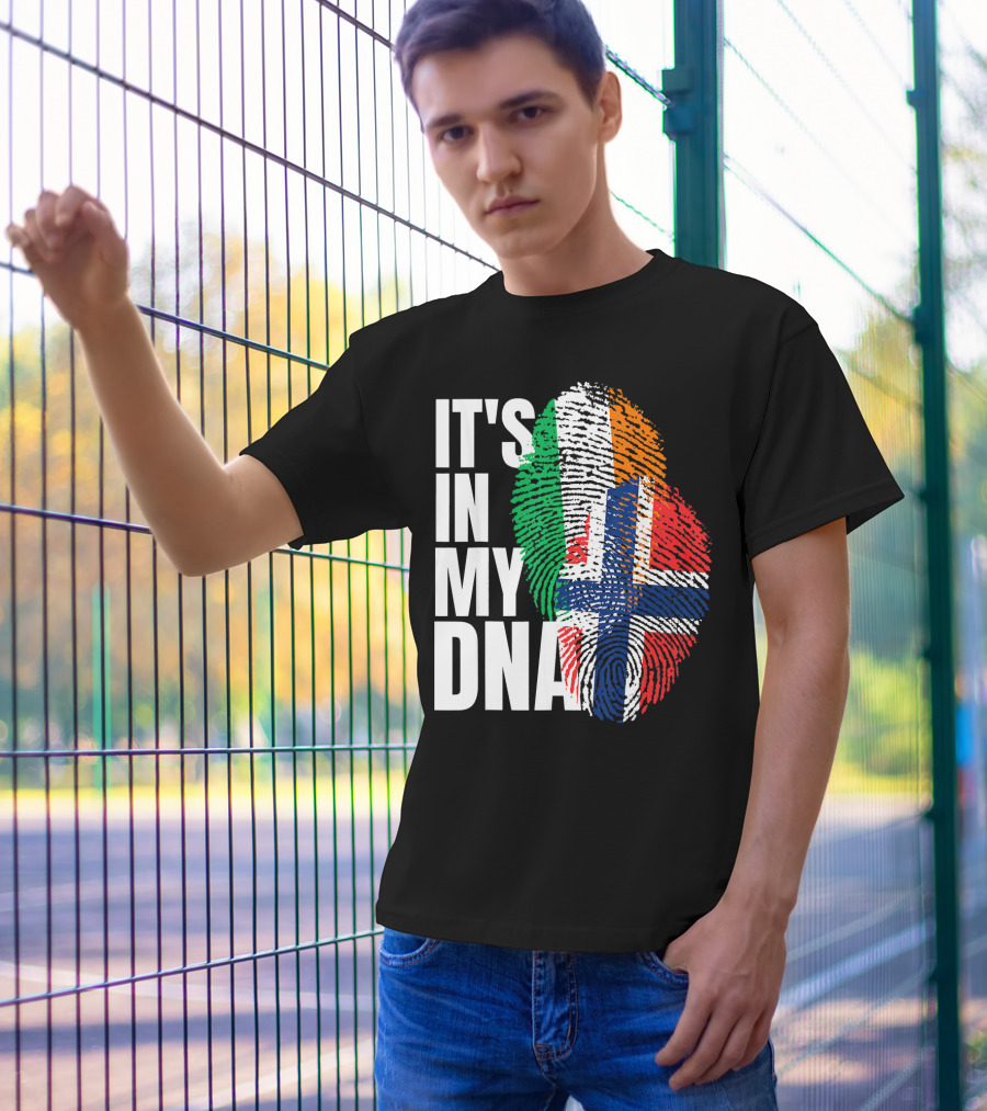 IT'S IN MY DNA Irish Plus Norwegian Mix Heritage Fingerprint T-Shirt