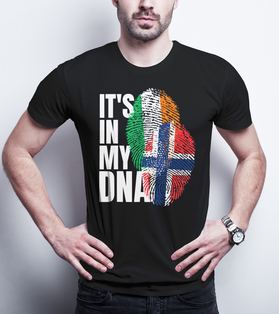 IT'S IN MY DNA Irish Plus Norwegian Mix Heritage Fingerprint T-Shirt