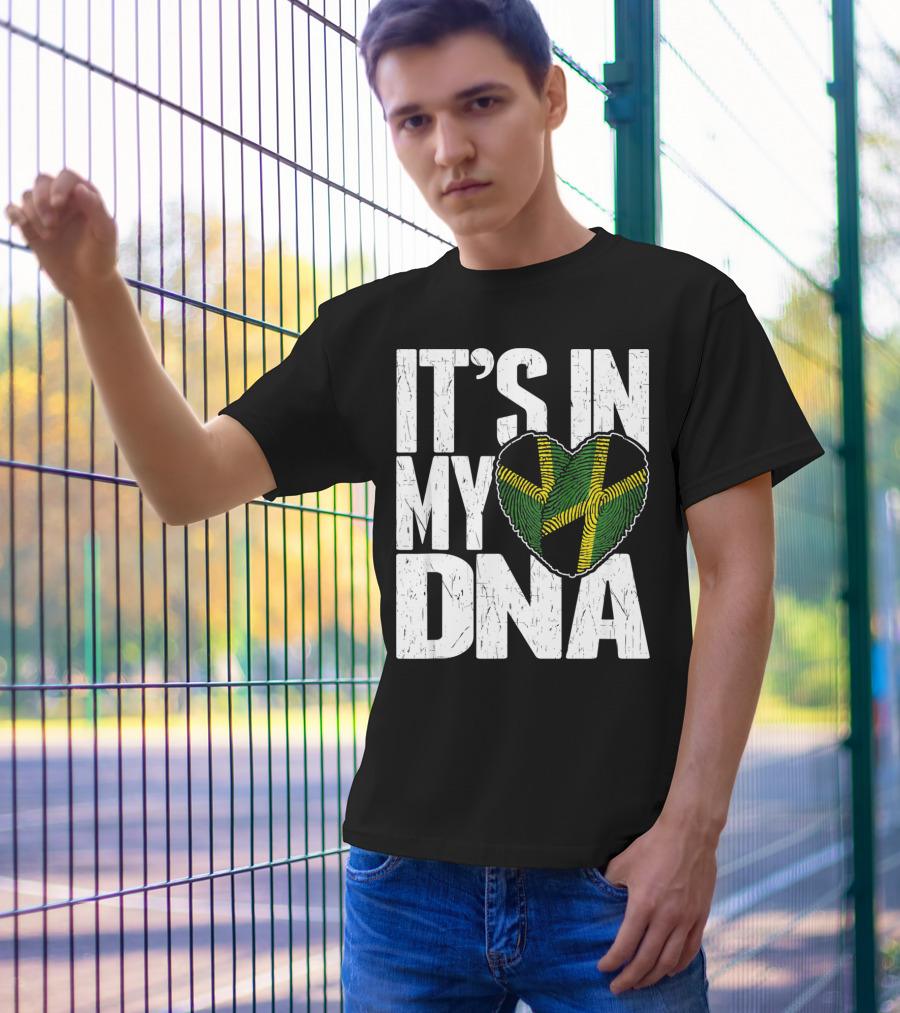 IT'S IN MY DNA Jamaican Flag Heart T-Shirt