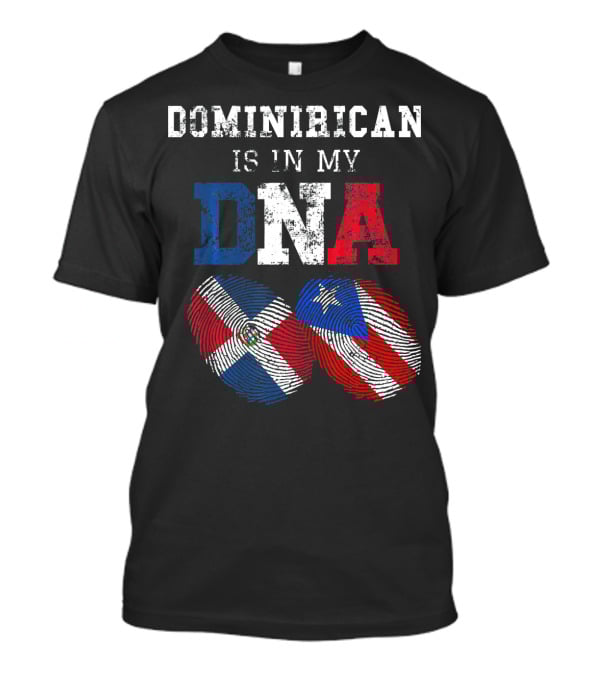 Dominirican Is In My DNA Puerto Rico Republica Flag Fingerprints T-Shirt