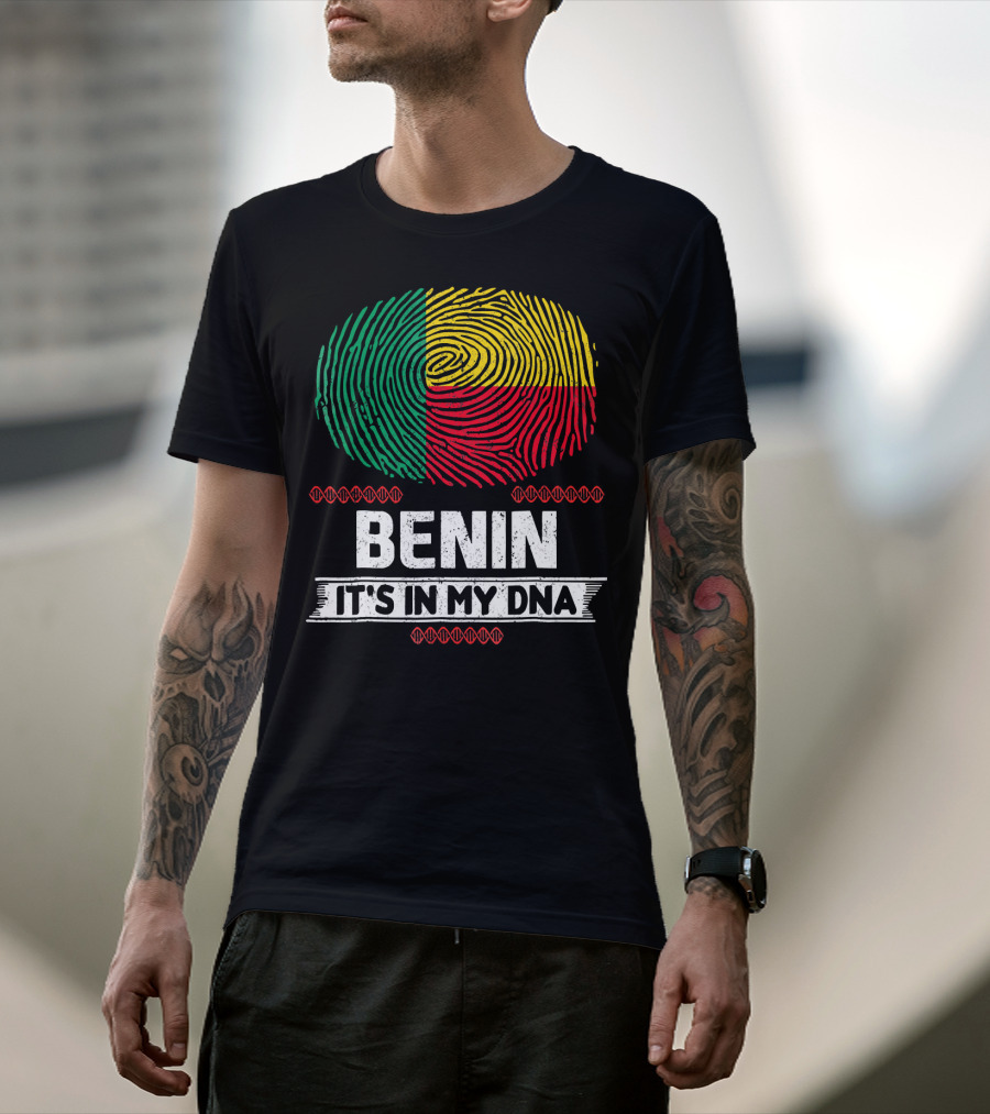 Benin It's In My DNA Beninese Flag Fingerprint T-Shirt