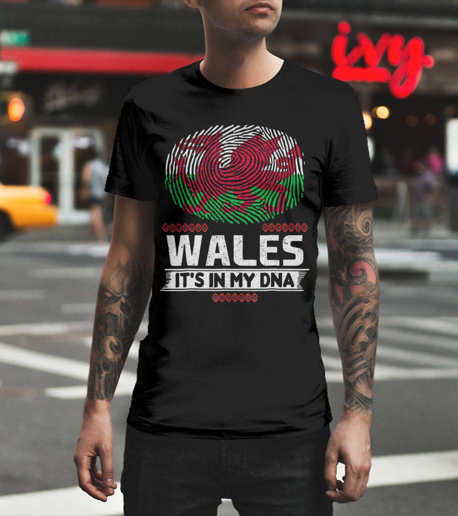 Wales It's In My DNA Welsh Flag Fingerprint T-Shirt
