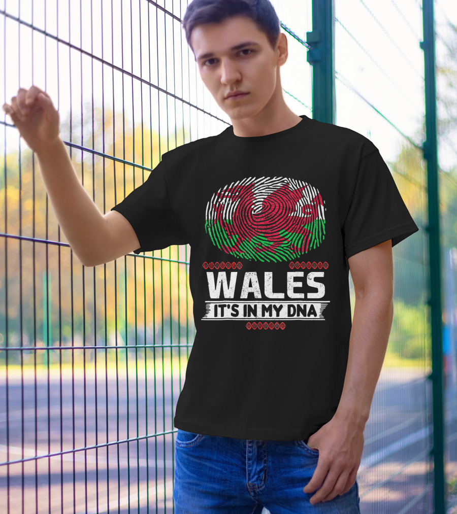 Wales It's In My DNA Welsh Flag Fingerprint T-Shirt