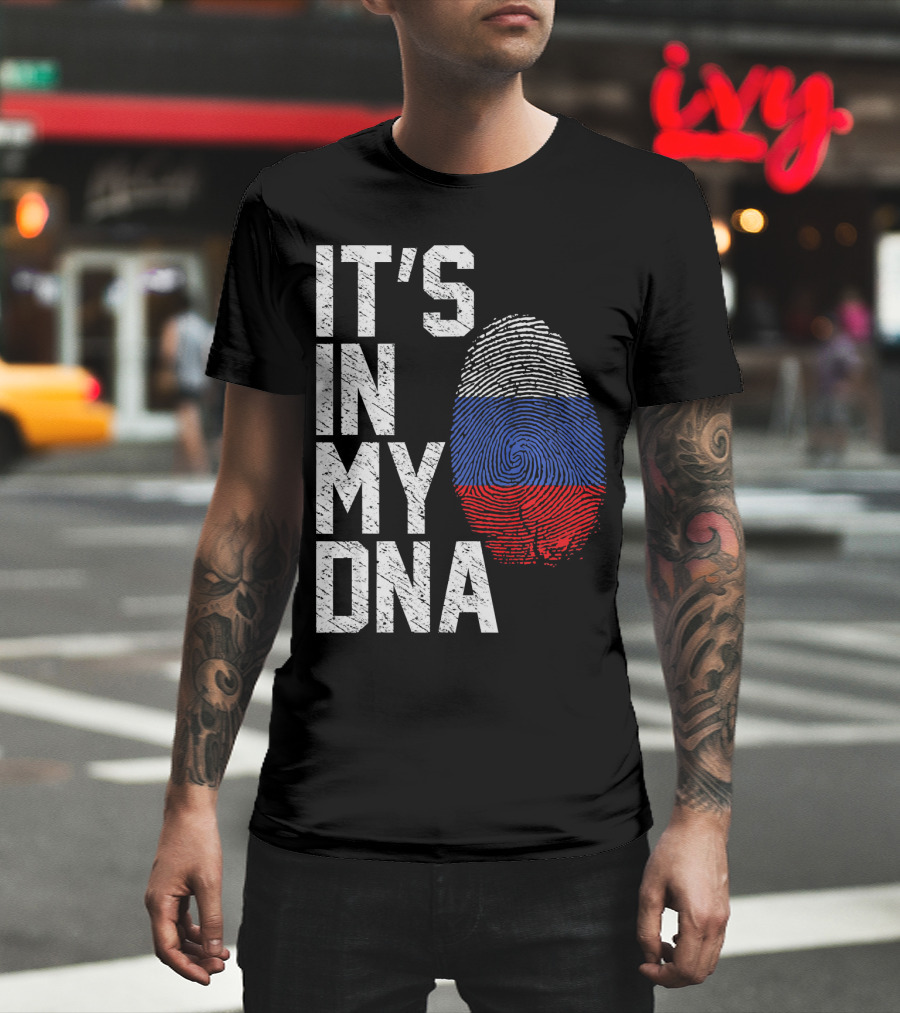 IT'S IN MY DNA Russia Flag Fingerprint T-Shirt