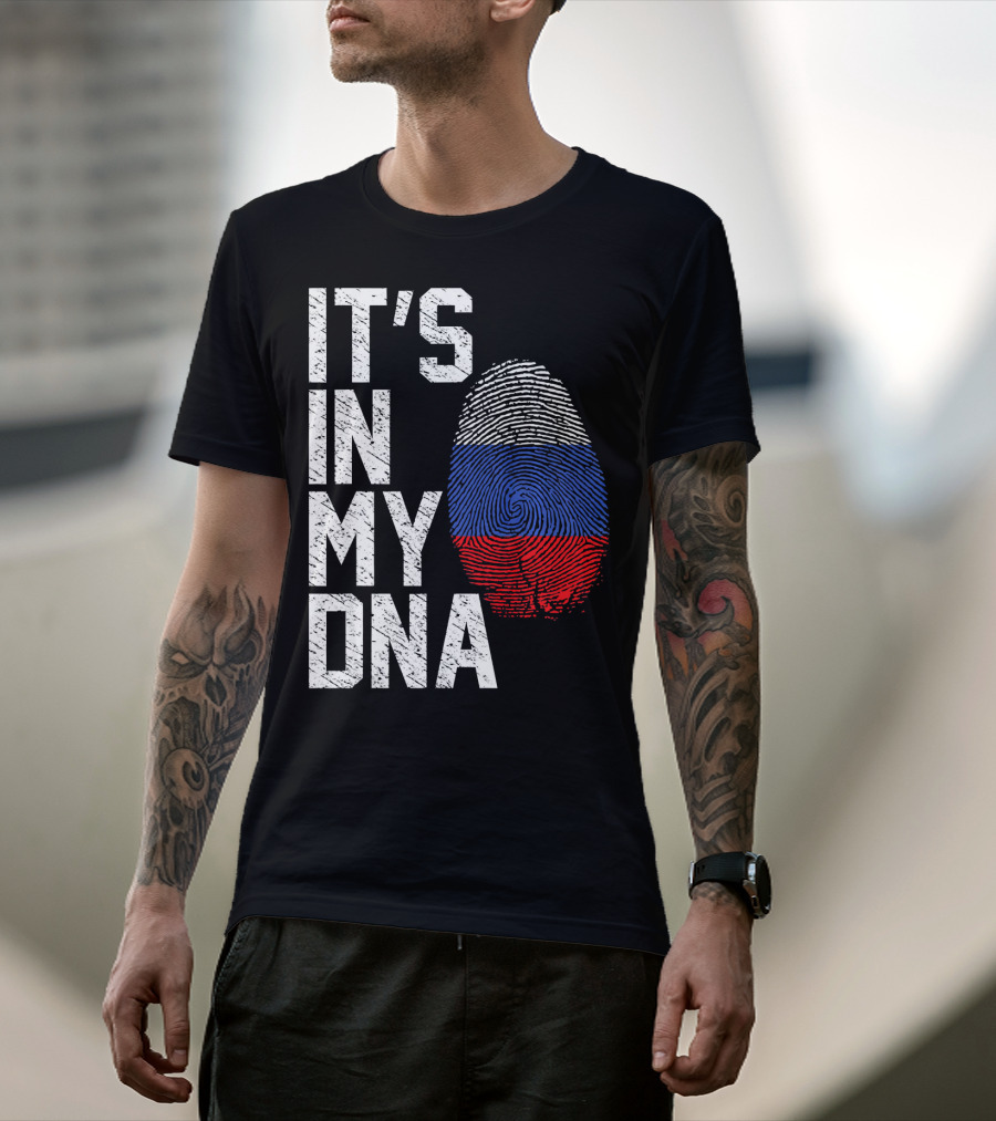 IT'S IN MY DNA Russia Flag Fingerprint T-Shirt