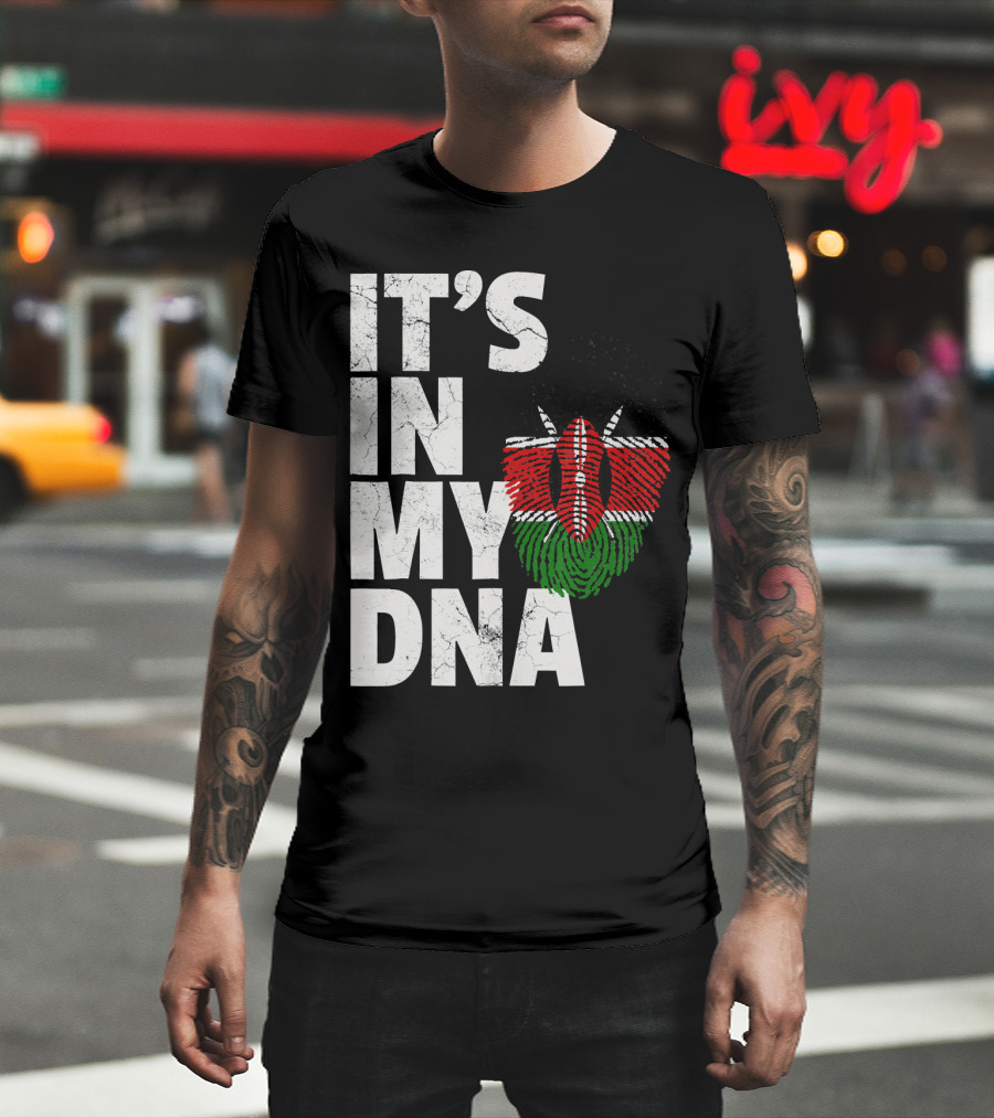 ITS IN MY DNA Kenya Flag Fingerprint T-Shirt