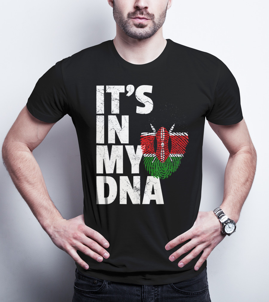 ITS IN MY DNA Kenya Flag Fingerprint T-Shirt