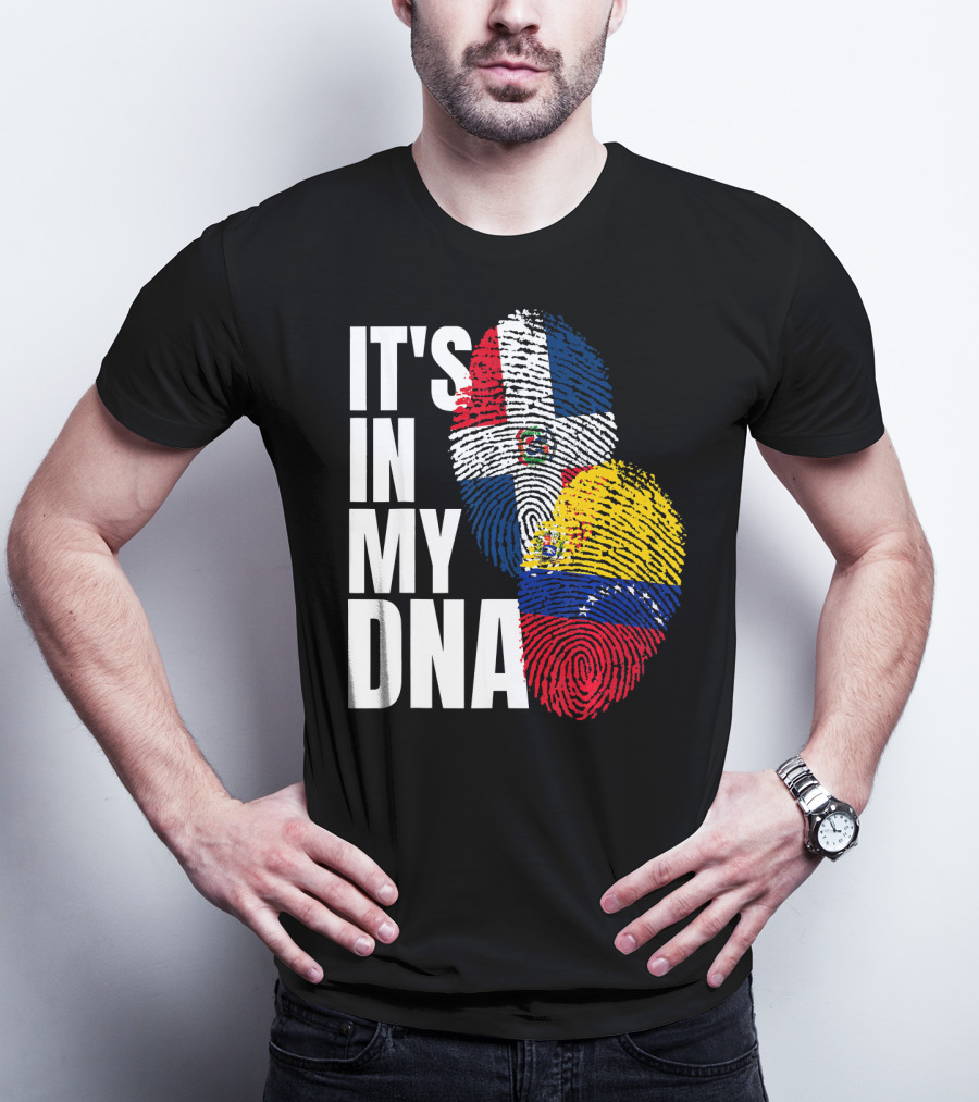 It's In My DNA Dominican Venezuelan Fingerprint Flags T-Shirt