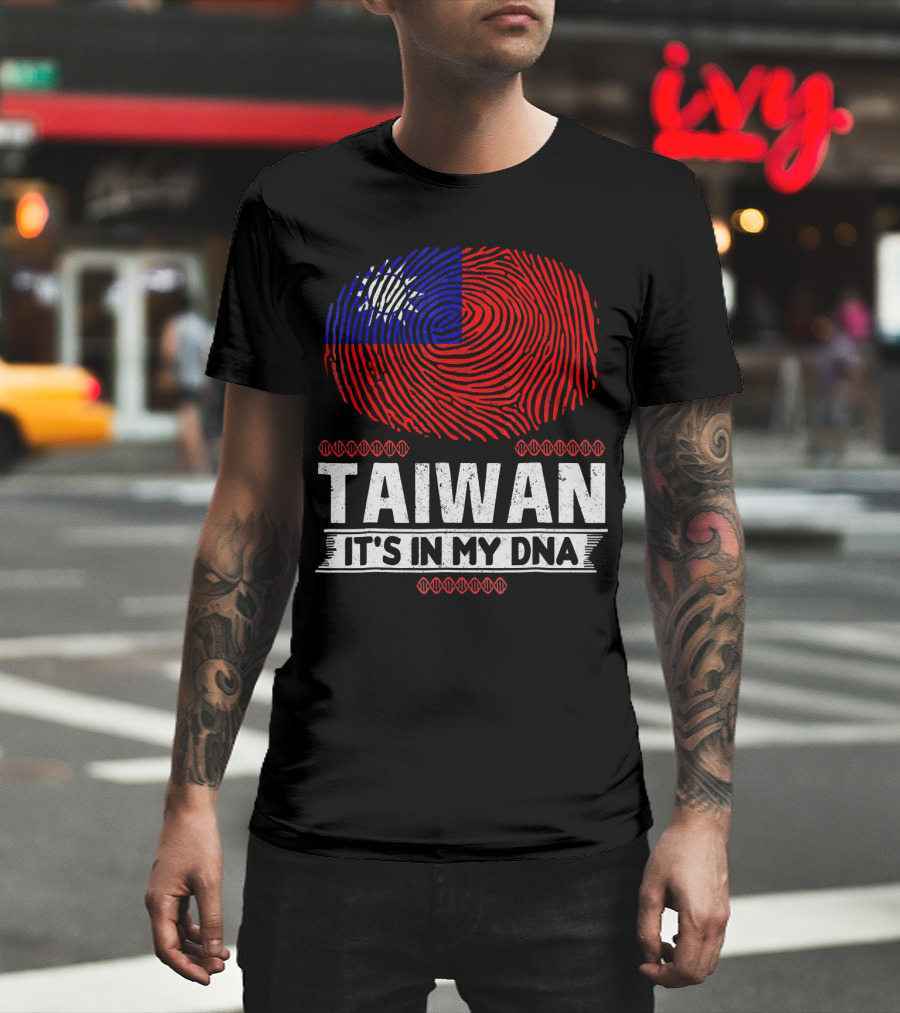 TAIWAN IT'S IN MY DNA Fingerprint Taiwanese Flag T-Shirt