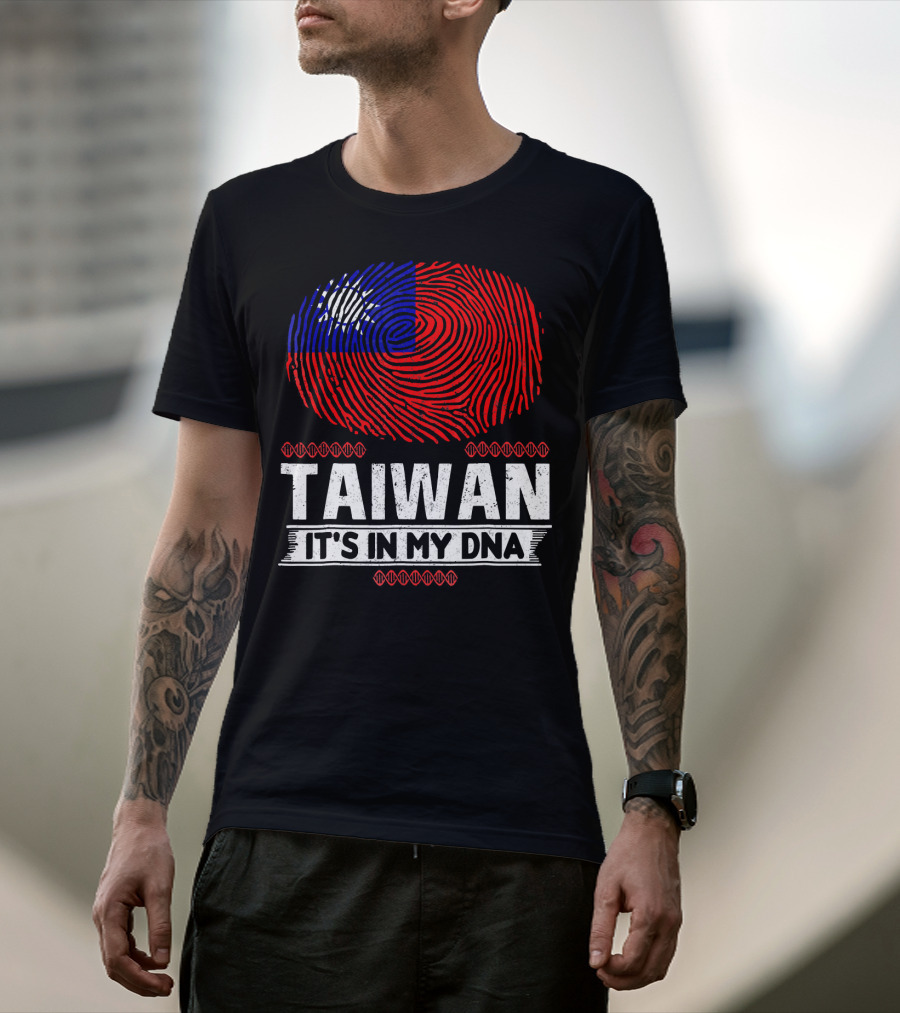 TAIWAN IT'S IN MY DNA Fingerprint Taiwanese Flag T-Shirt