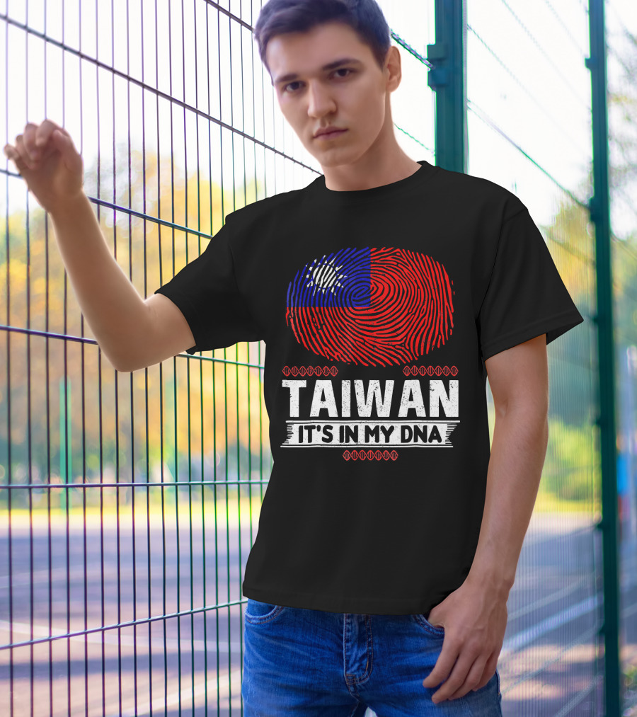 TAIWAN IT'S IN MY DNA Fingerprint Taiwanese Flag T-Shirt