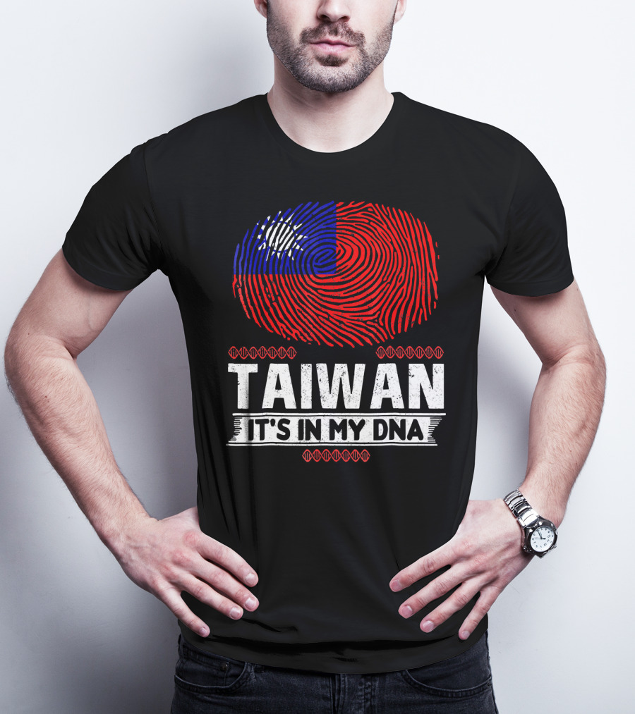 TAIWAN IT'S IN MY DNA Fingerprint Taiwanese Flag T-Shirt