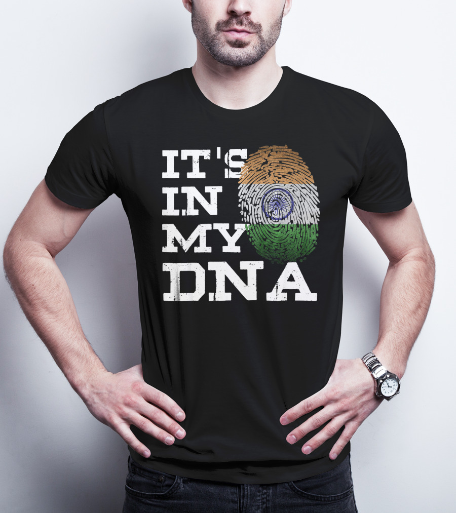 IT'S IN MY DNA Indian Heritage Fingerprint Flag T-Shirt