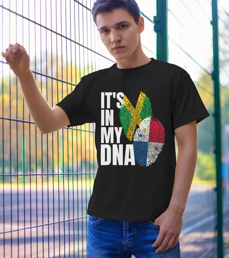 Panamanian And Jamaican Mix It's In My DNA Flag Her T-Shirt