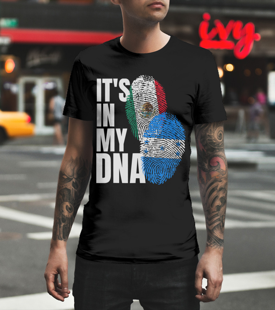 Mexican And Honduran Flag Fingerprints It's In My DNA Heritage T-Shirt