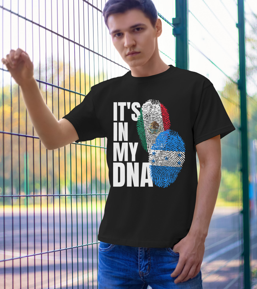 Mexican And Honduran Flag Fingerprints It's In My DNA Heritage T-Shirt