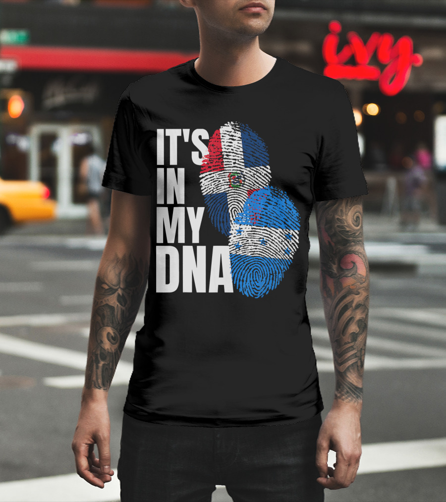 Honduran And Dominican Mix It's In My DNA Fingerprints Flag T-Shirt