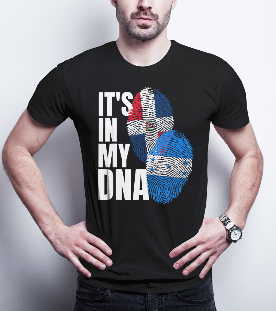 Honduran And Dominican Mix It's In My DNA Fingerprints Flag T-Shirt