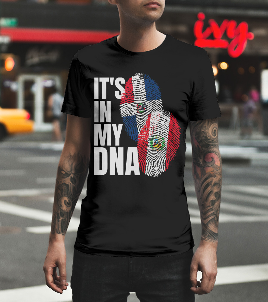 It's In My DNA Peruvian Dominican Fingerprint Flag T-Shirt