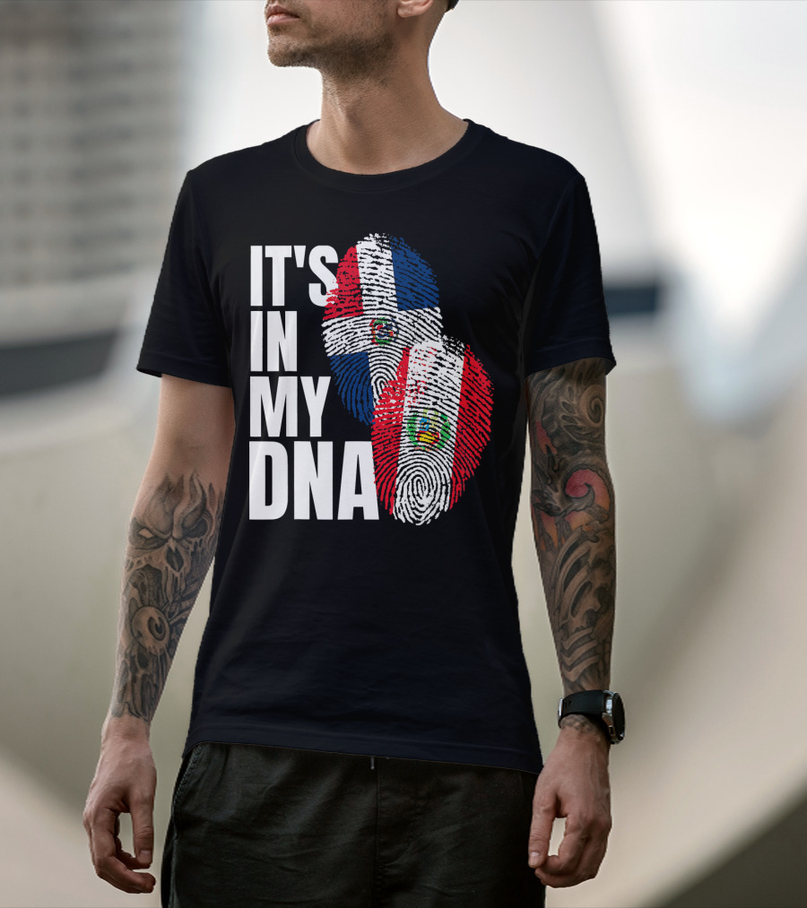 It's In My DNA Peruvian Dominican Fingerprint Flag T-Shirt