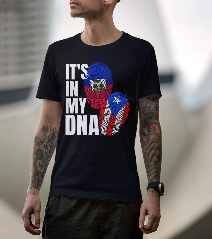 It's In My DNA Haitian Puerto Rican Flag Heritage T-Shirt