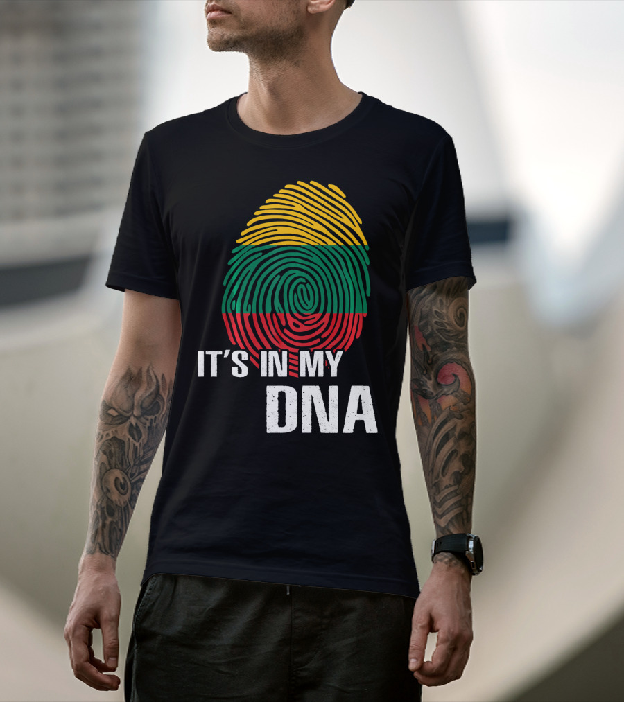 It's In My DNA Lithuania Fingerprint Lithuanian Flag T-Shirt