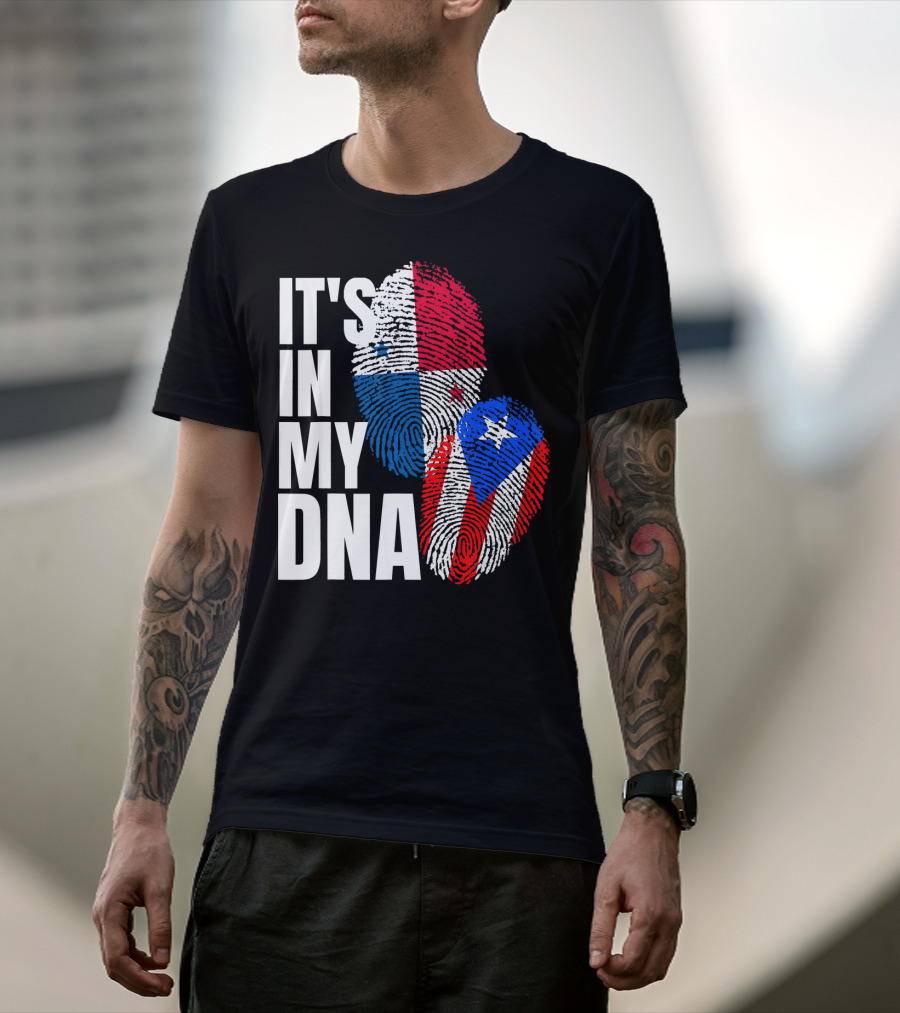 Panamanian Puerto Rican It's In My DNA Fingerprint Flag T-Shirt