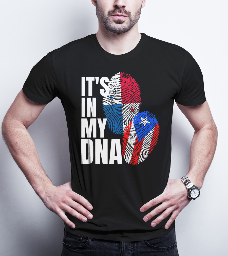 Panamanian Puerto Rican It's In My DNA Fingerprint Flag T-Shirt