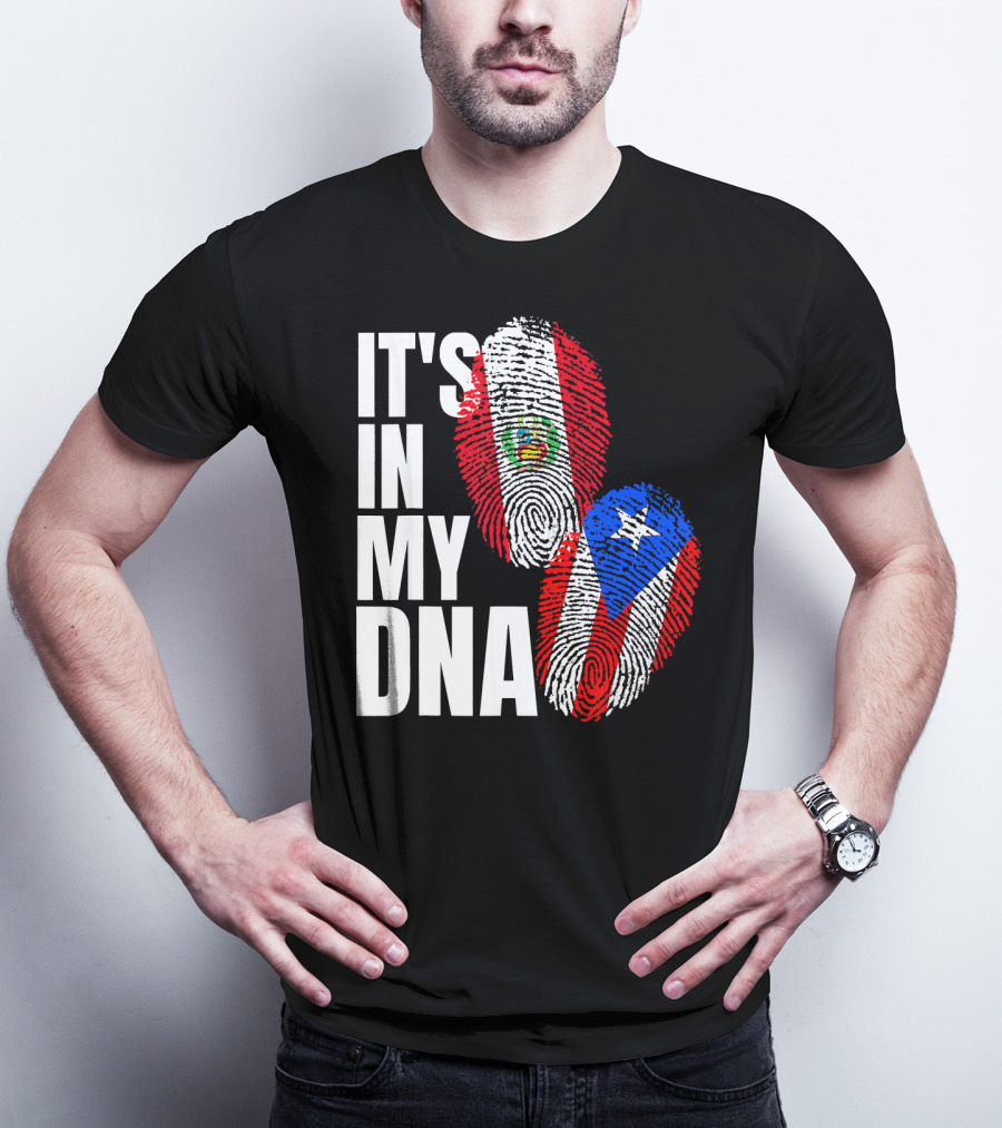 It's In My DNA Peruvian And Puerto Rican Flag Heritage T-Shirt