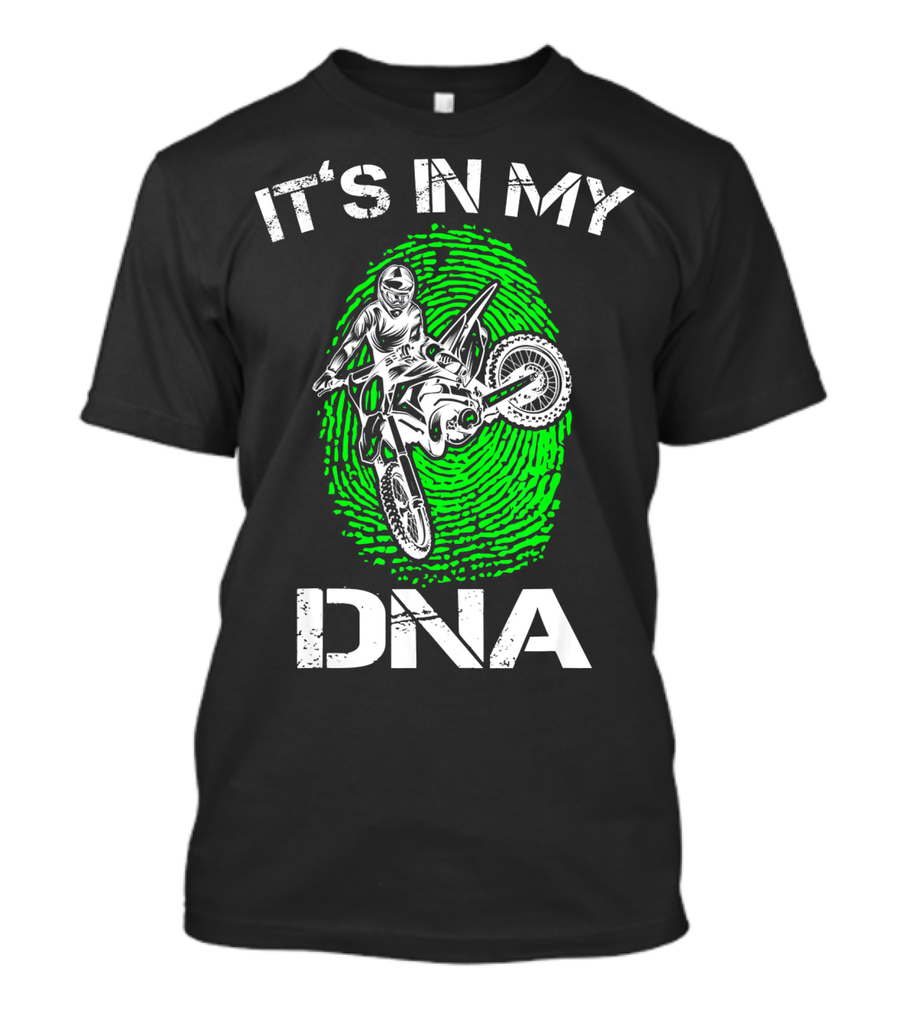 Motocross It's In My DNA Green Dirt Bike Fingerprint Rider T-Shirt