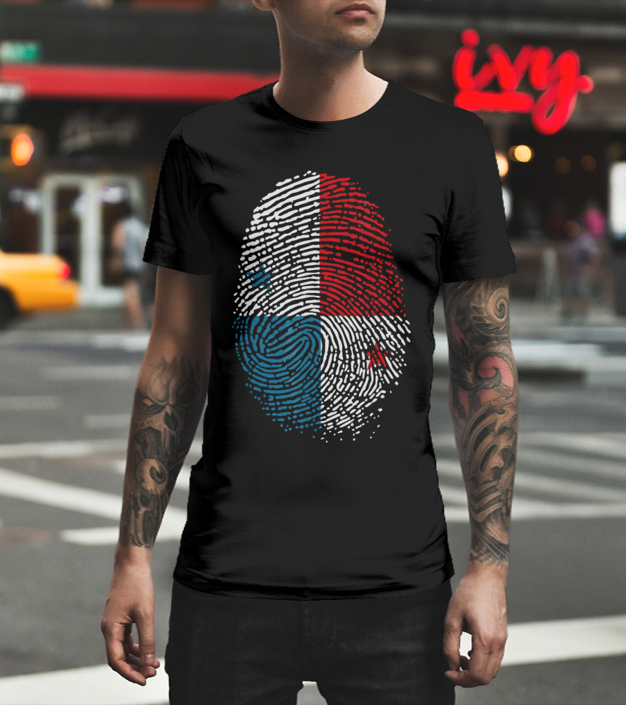 Panama Flag Fingerprint DNA For Birthday T-Shirt
