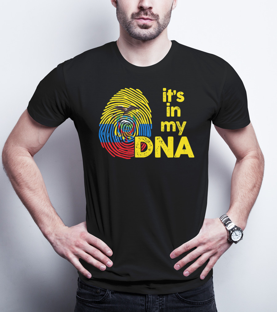 Ecuador Flag Fingerprint It's In My DNA T-Shirt