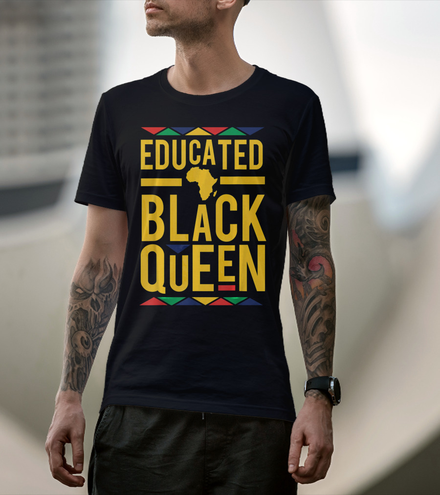 Educated Black Queen Africa Dashiki Colors T-Shirt