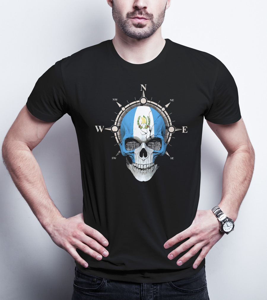 Guatemala Flag Skull Compass Guatemalan Directions T-Shirt