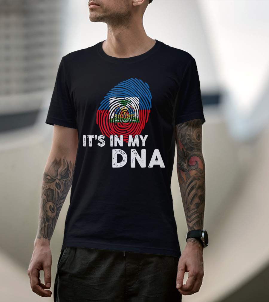 Haiti Flag Fingerprint It's In My DNA Haitian Pride T-Shirt