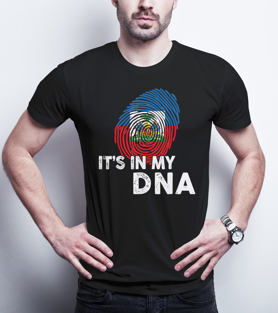 Haiti Flag Fingerprint It's In My DNA Haitian Pride T-Shirt