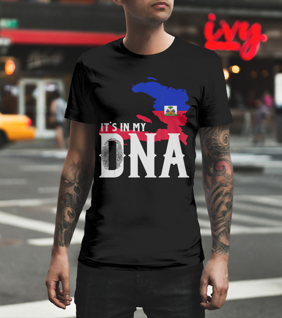 It's In My DNA Fingerprint Prideful Haiti Flag Map T-Shirt