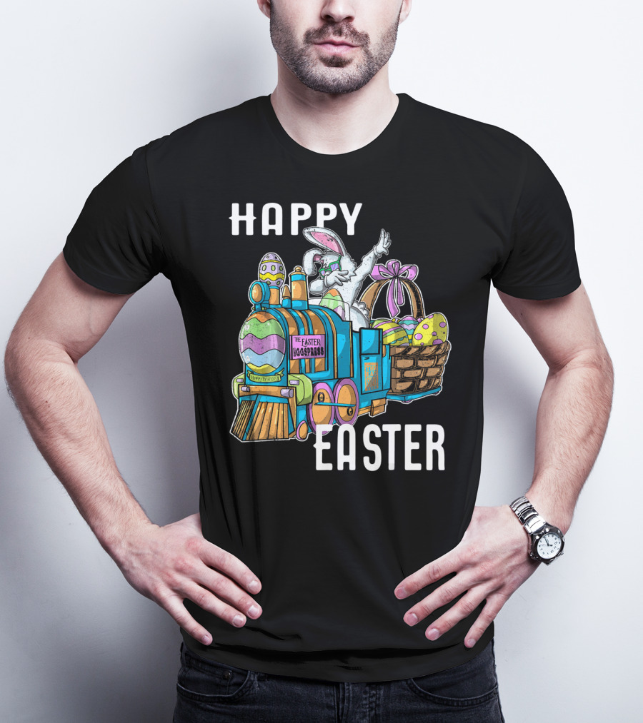 HAPPY EASTER Eggspress Bunny Train With Basket And Dabbing Rabbit T-Shirt