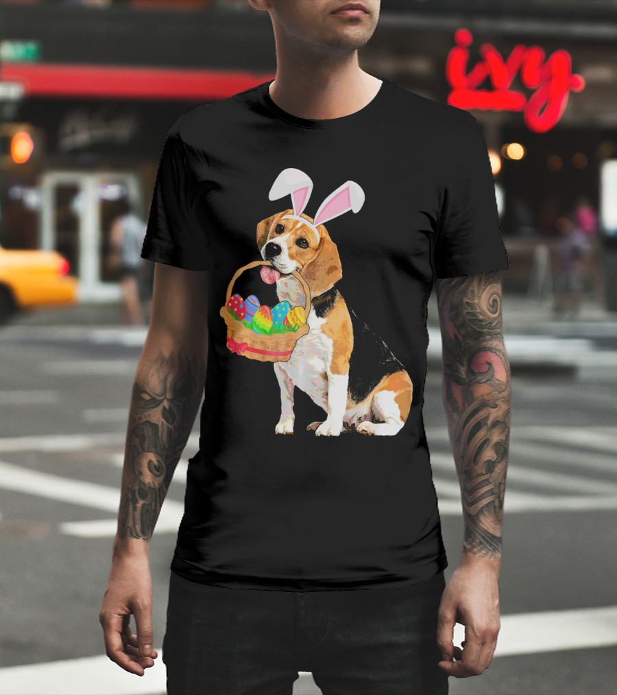 Beagle Bunny Easter Egg Basket Fun T-Shirt