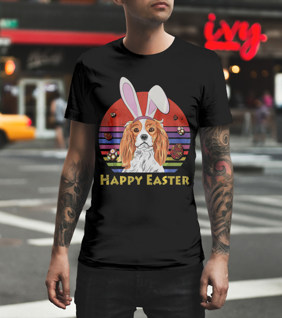 Happy Easter Cavalier King Charles Dog Bunny Headband T-Shirt