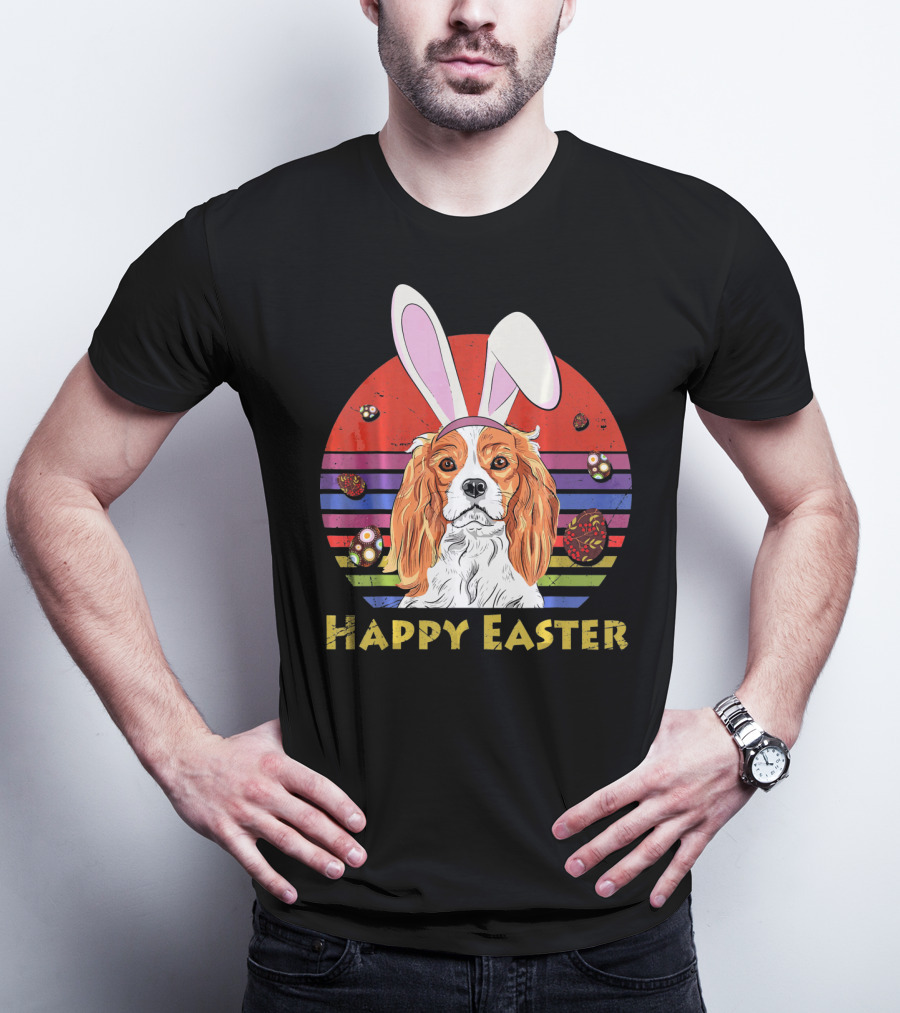 Happy Easter Cavalier King Charles Dog Bunny Headband T-Shirt