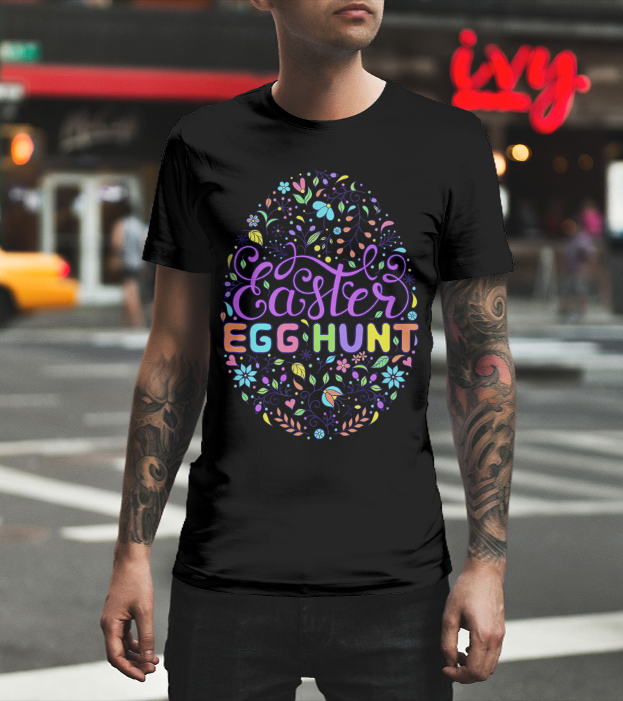 Easter Egg Hunt Colorful Floral T-Shirt