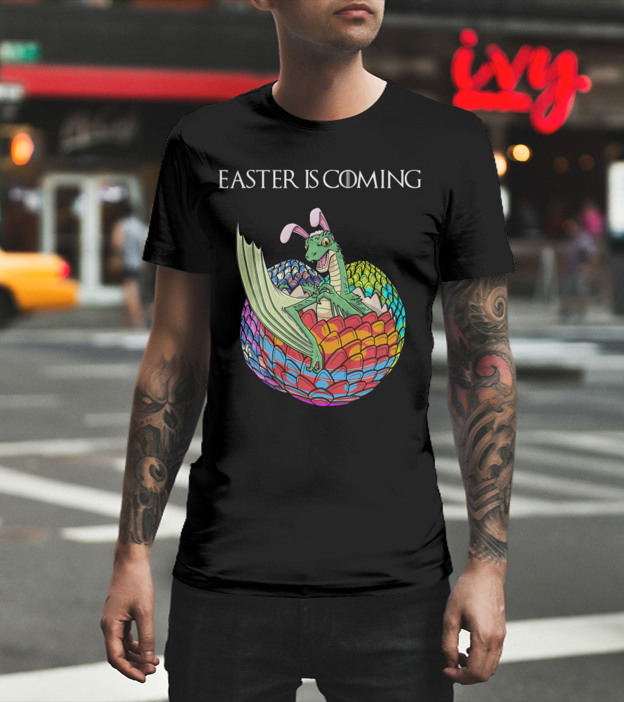 Easter Is Coming Dragon In Colorful Egg T-Shirt