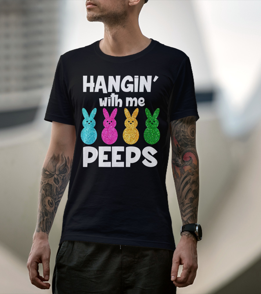Hanging With My Peeps Glittery Colorful Bunnies T-Shirt