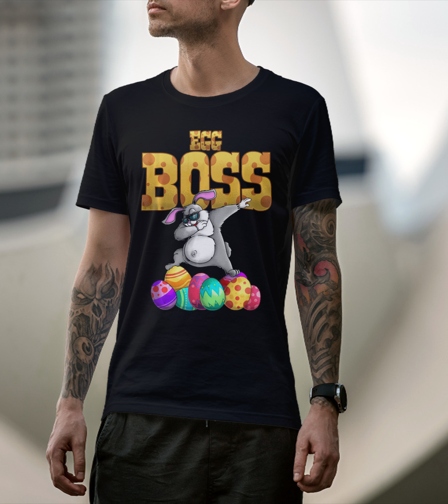 Egg Boss Cute Dabbing Easter Bunny With Colorful Eggs T-Shirt