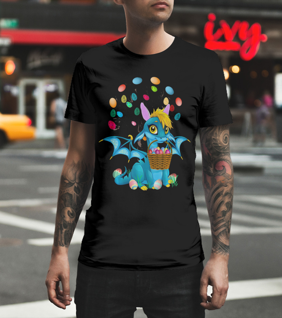 Dragon Bunny With Colorful Easter Egg Basket T-Shirt