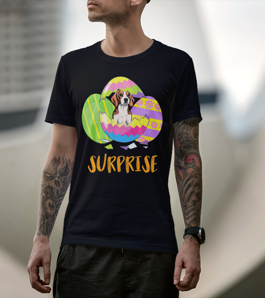 Surprise Beagle Bunny Funny Easter T-Shirt