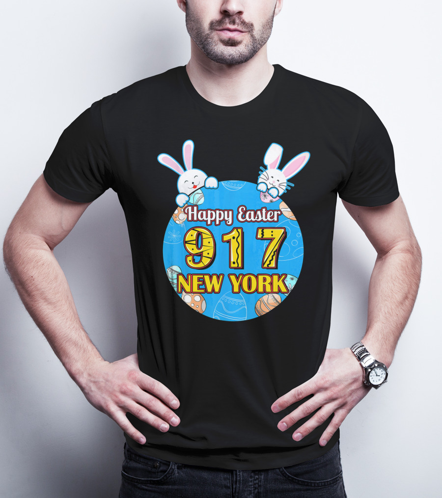 Happy Easter 917 New York With Bunnies And Eggs T-Shirt