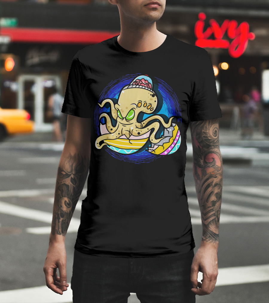 Alien Octopus Breaking Out Of Easter Egg Hunt Strategy T-Shirt
