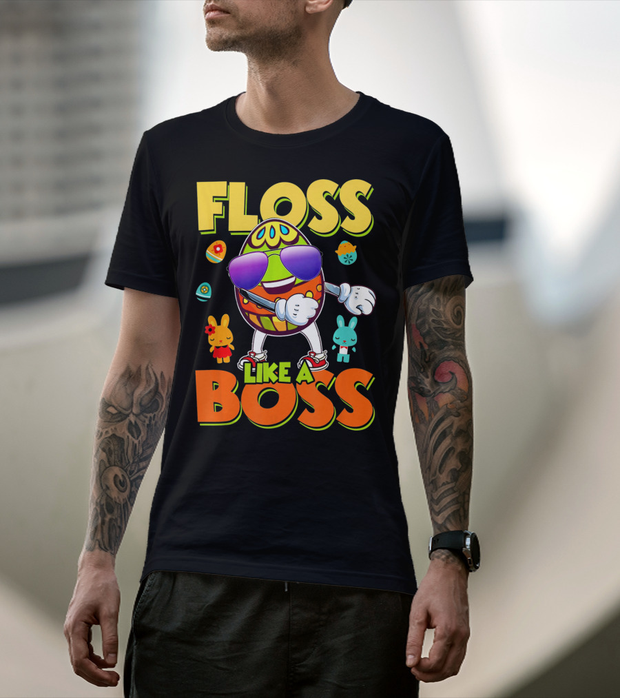 Floss Like A Boss Easter Egg With Kids And Bunnies T-Shirt